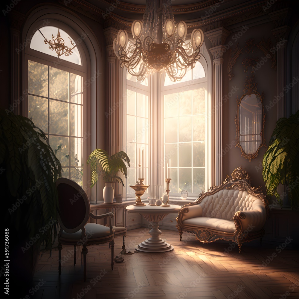 neutral color seating area morning lighting through a window mood ...