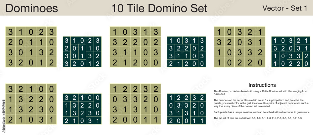 5 10 Tile Dominoes Puzzles. A set of scalable puzzles for kids and ...