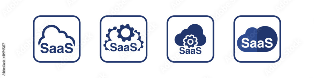 SAAS Cloud Computing Icon Set. Software as a Service Internet Storage ...