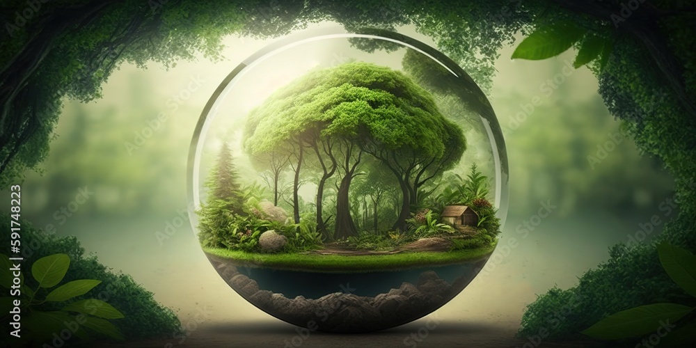 Concept of Environment Day in a natural setting of a tropical jungle ...