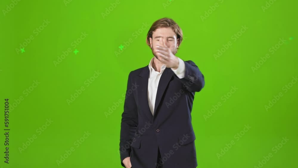 Vídeo do Stock: Front view of handsome male standing, looking at camera ...