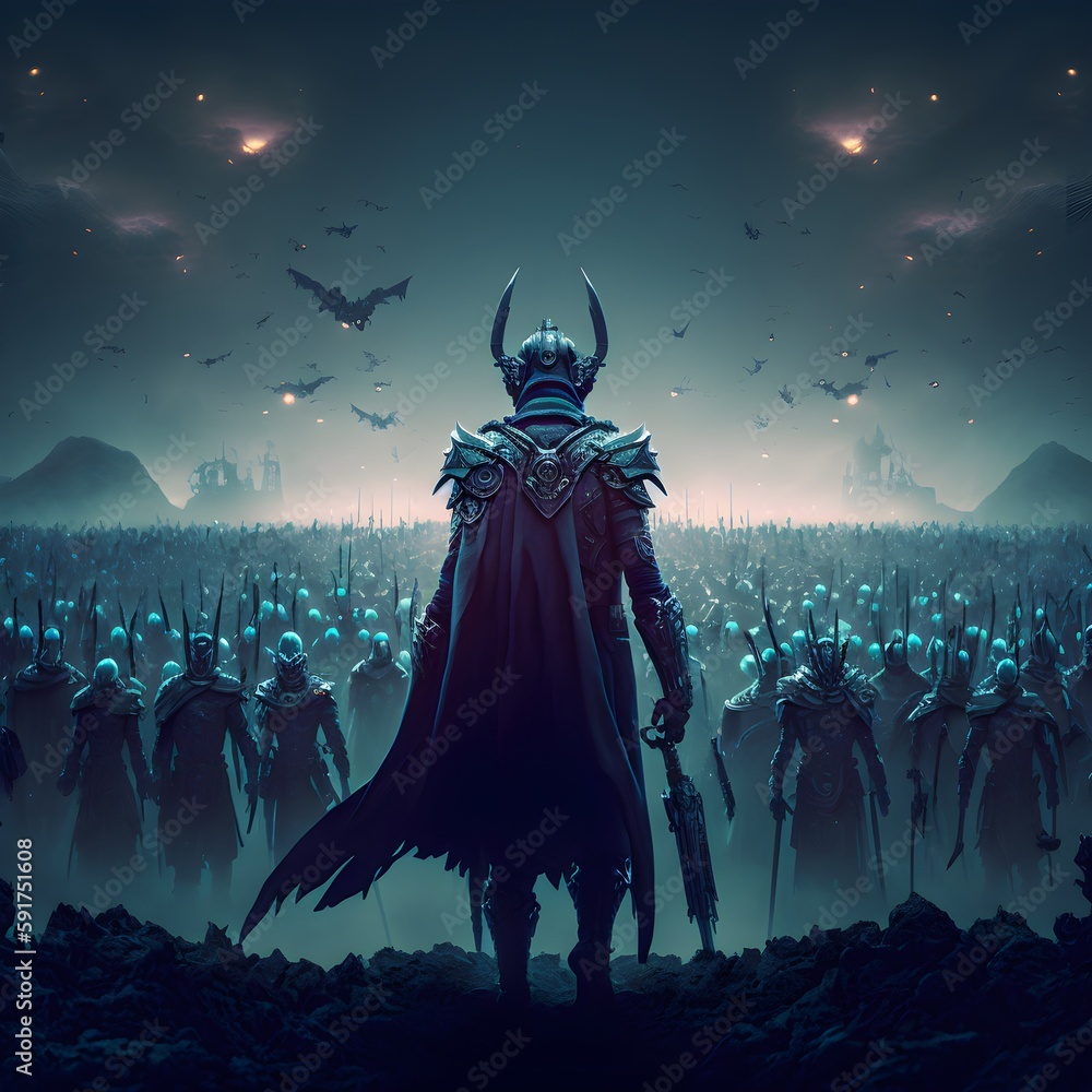 1 man versus massive evil army with an eerie background 8k HD super ...