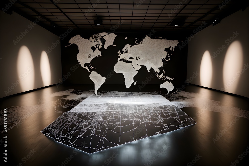 Ilustracja Stock: large modern digital media art gallery space with 3d ...