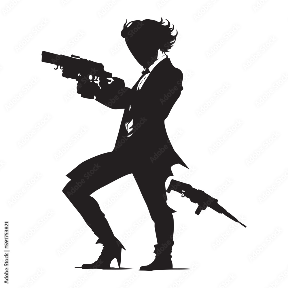 Mafia silhouette vector, Detective silhouette vector isolated, Gangster ...