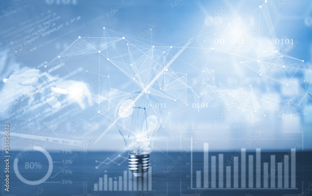 Artificial intelligence (AI) with light bulb concept, Light bulb Global ...