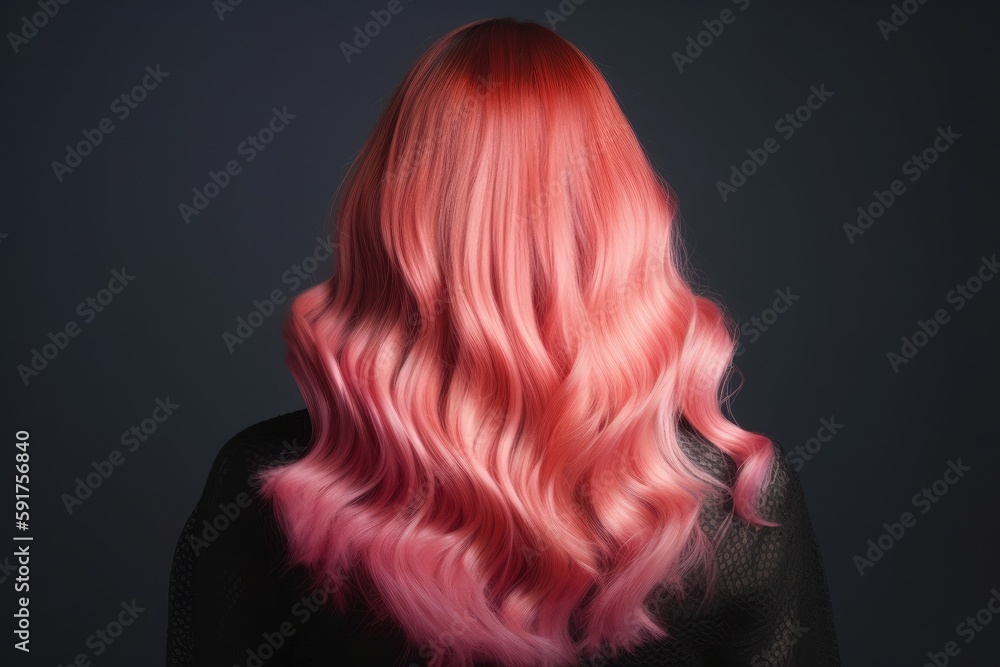 Ombre Hair Color Fading To Pink Back View. Generative AI Stock ...