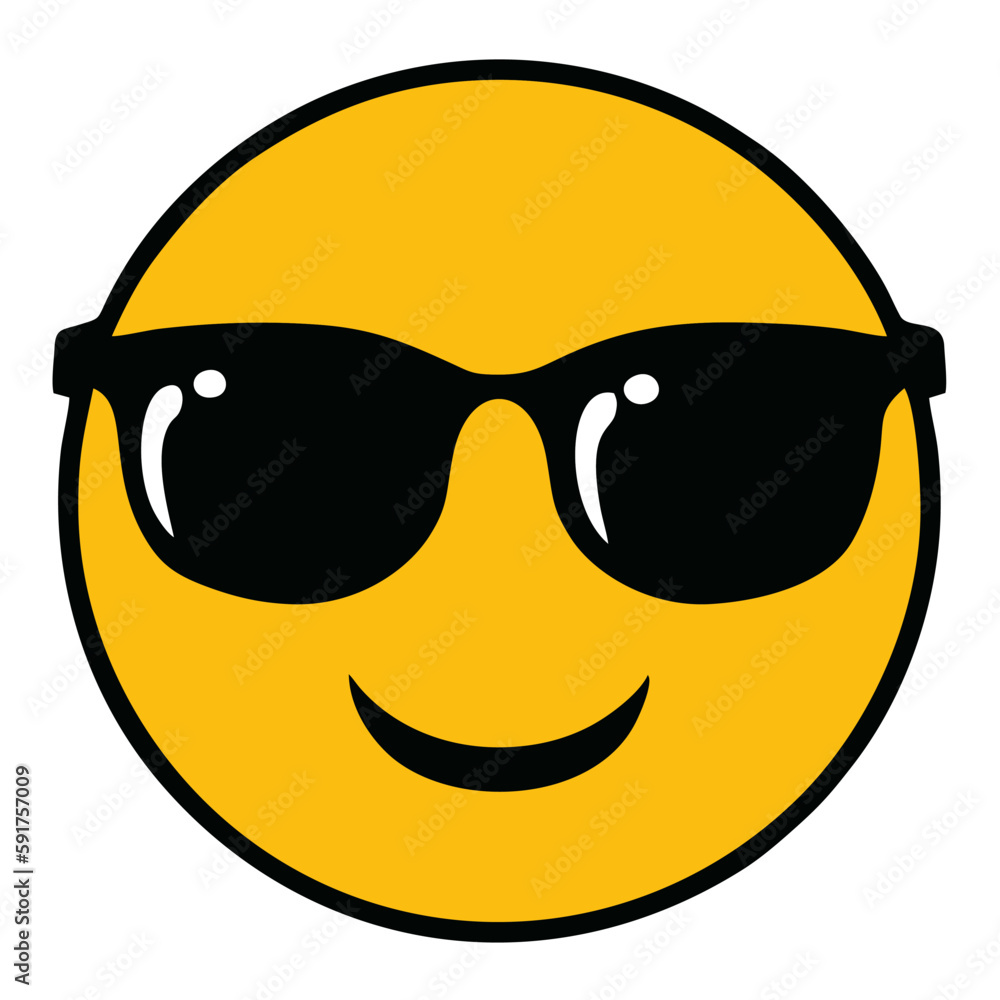 Vetor de High resolution emoticon smiley with Sunglasses transparent ...