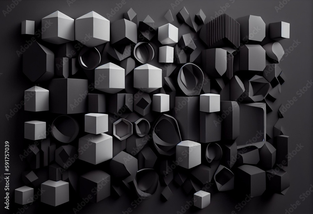 3D blocks of different shapes and sizes interlock to create a wall ...