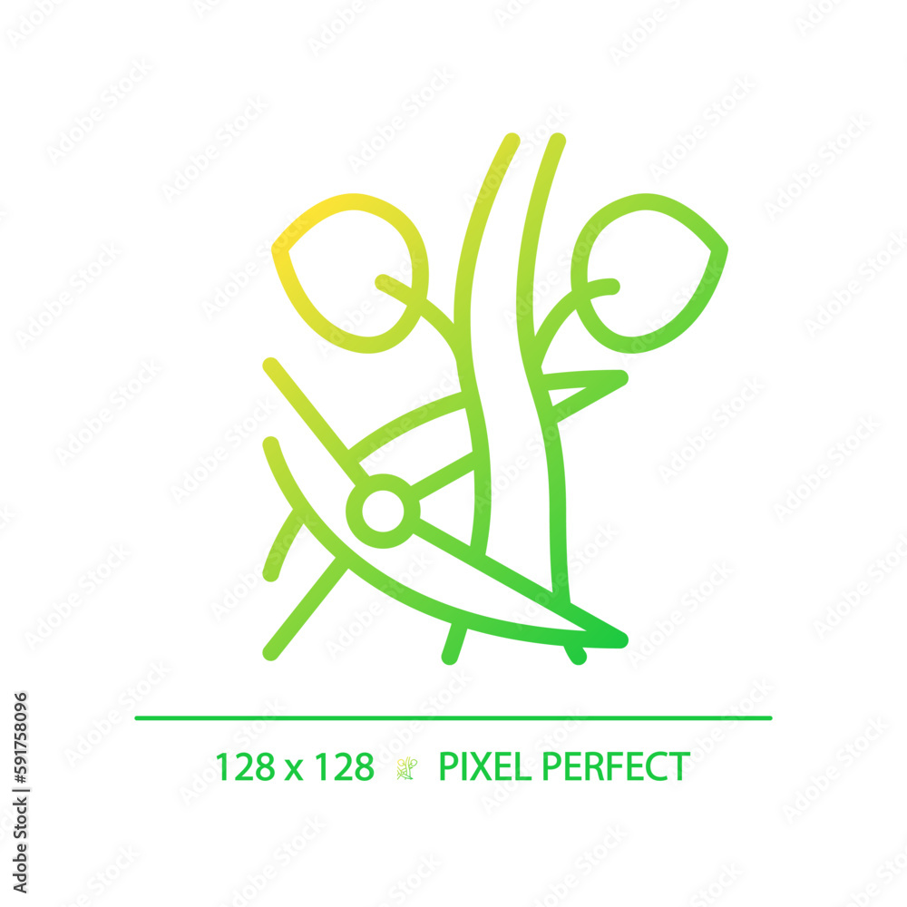 Pruning gradient linear vector icon. Removing unnecessary branches ...