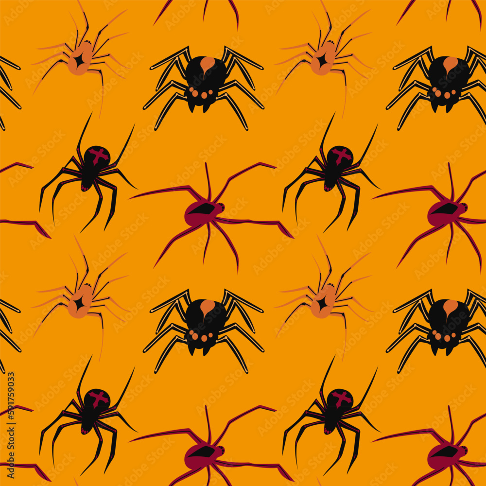 Seamless spiders background. Dangerous spiders vector background ...