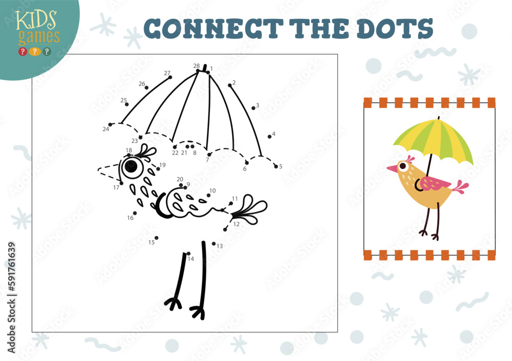 Connect the dots kids game vector illustration. Preschool children ...