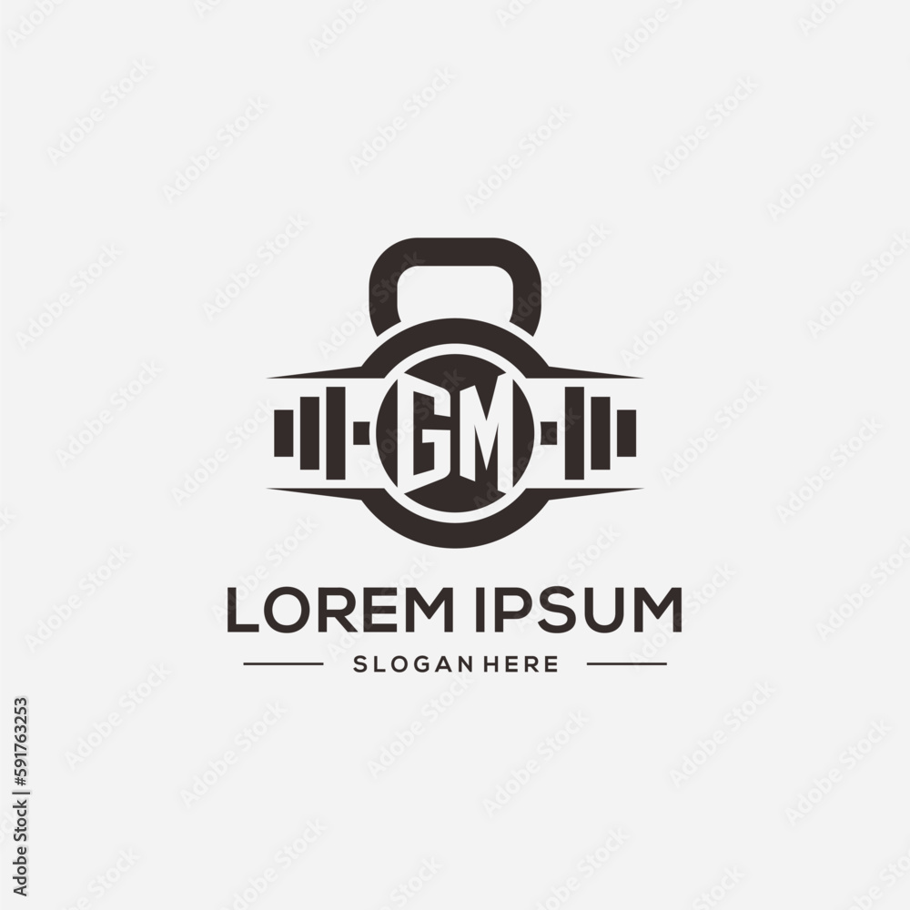 Initial GM fitness logo design inspiration Stock Vector | Adobe Stock
