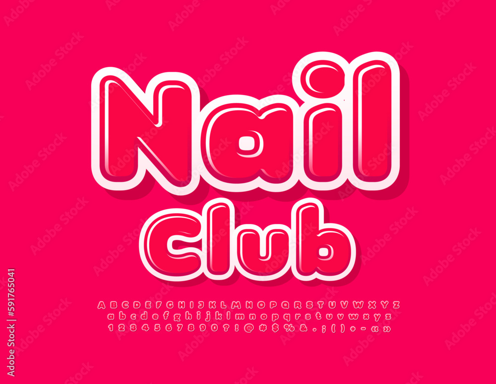 Vector glamour logo Nail Club. Creative Glossy Font. Font. Bright ...