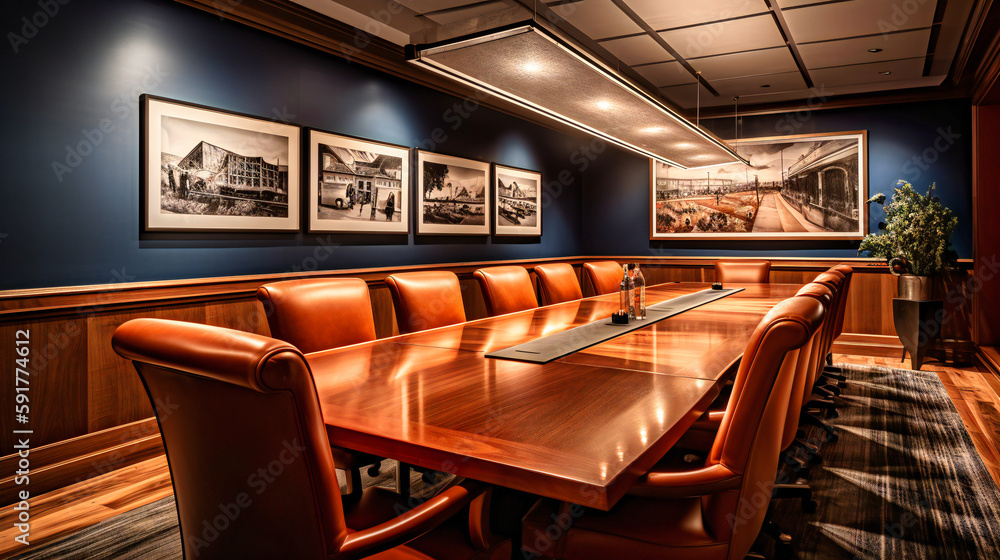 An exquisite image of a prestigious boardroom, exuding sophistication ...