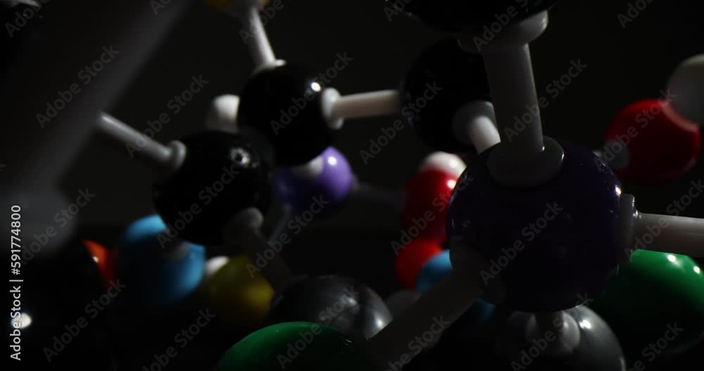 Artificial Model Of Molecular Compounds On Black Background Realistic