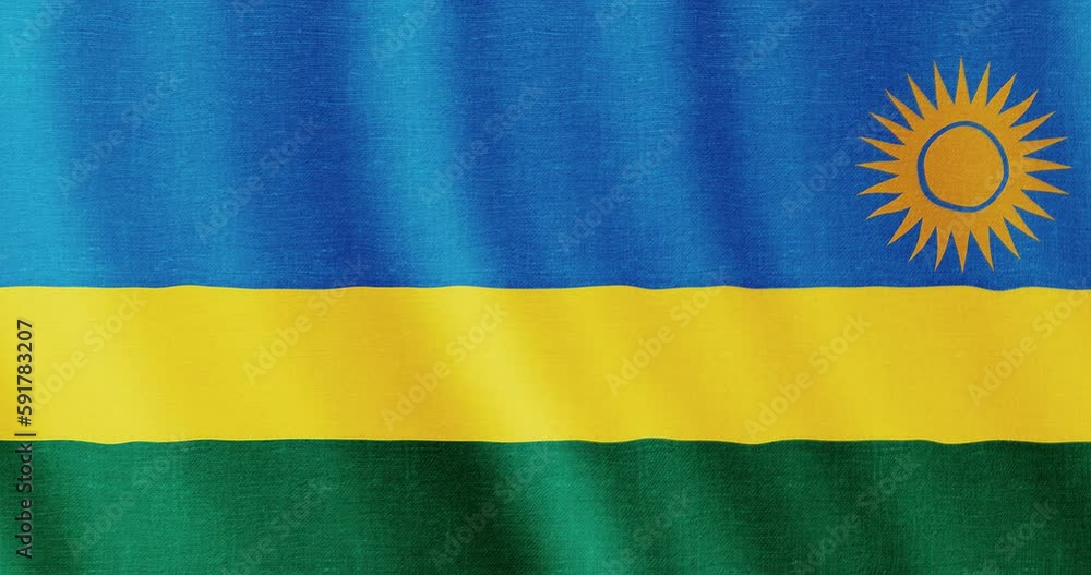Rwandan flag seamless loop animation. 4k animation background with the ...