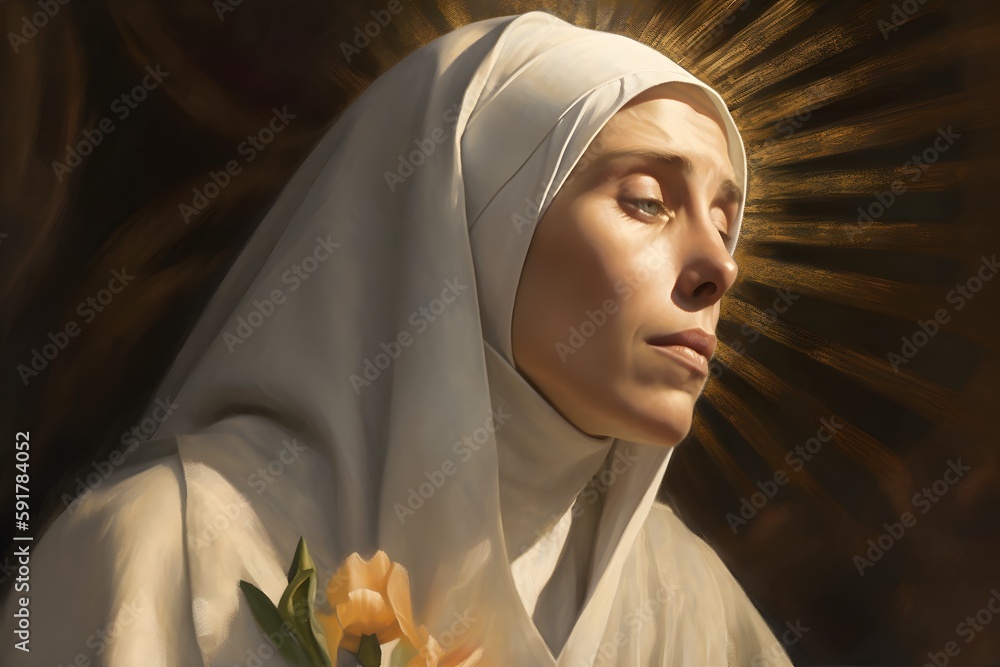 Saint Catherine of Siena, painting illustration. Generative Ai. St ...