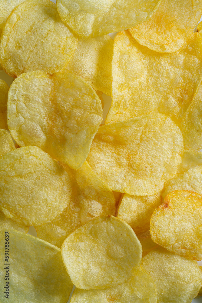 Foto Stock Macro Potato Snacks,Crispy potato chips texture background ...