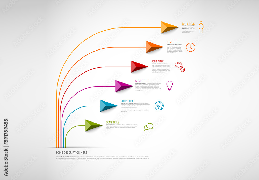 Simple infographic with title and six smaller element option items ...