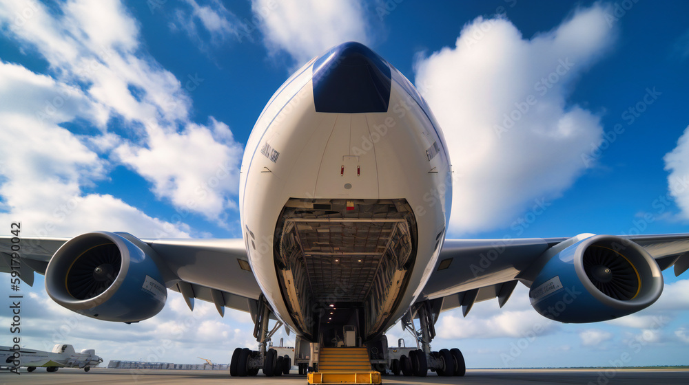 A stunning view of a futuristic cargo plane carrying detachable ...