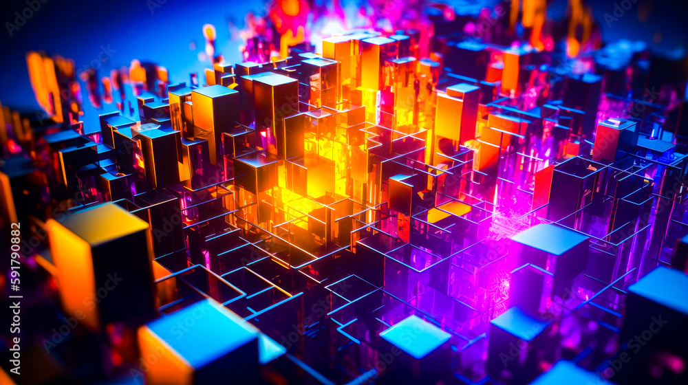 Group of cubes that are all different colors and sizes of cubes ...