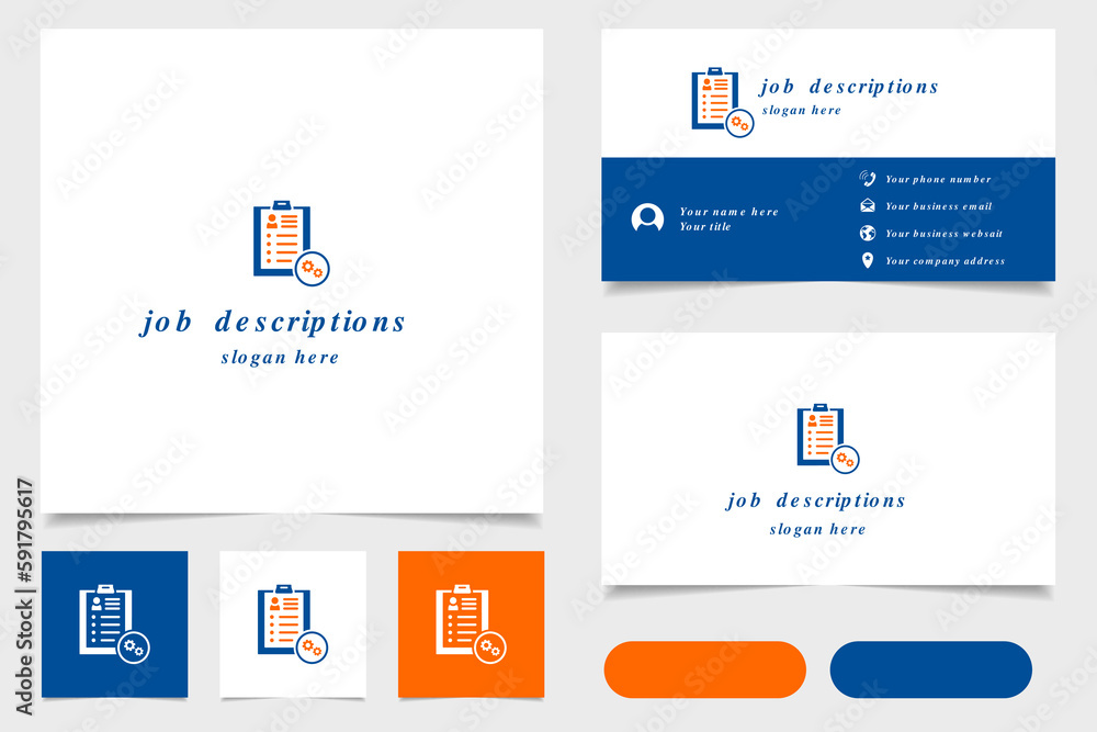 Job descriptions logo design with editable slogan. Branding book and ...