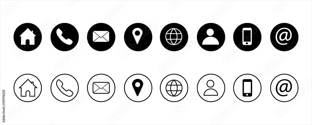 Contact information icons. Symbol for your website design, logo, app ...