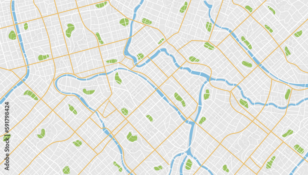 Detailed vector map poster of city, GPS tracking map. Street roads and ...