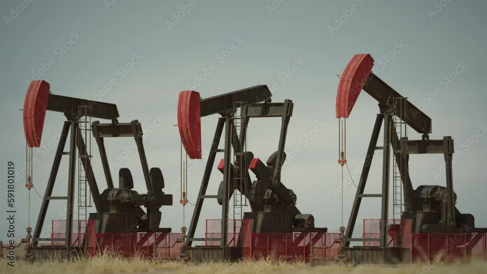 Oil rigs or pumps. Industrial construction ground drilling equipment ...