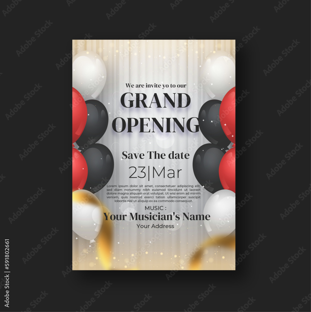 Grand opening ceremony invitation or flyer design. Stock Vector | Adobe ...