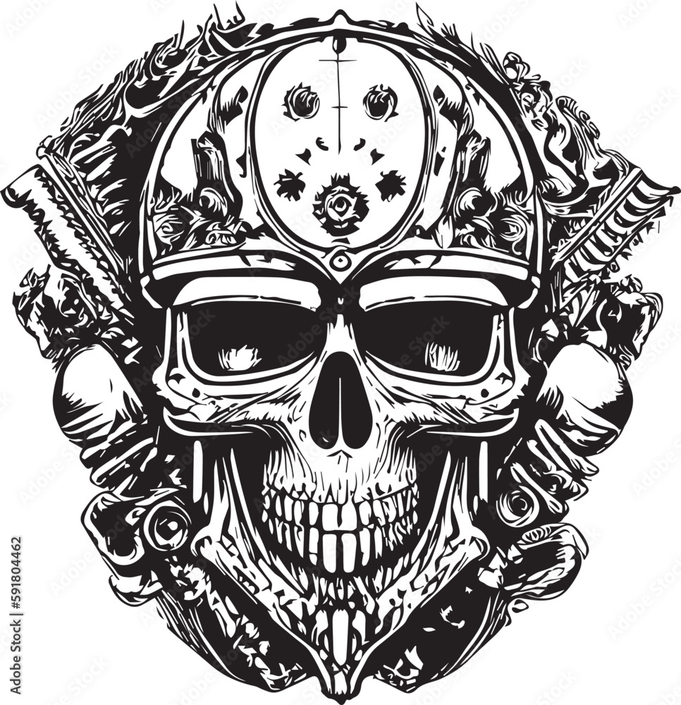 Artwork illustration and t-shirt design skull motorcycle engraving ...