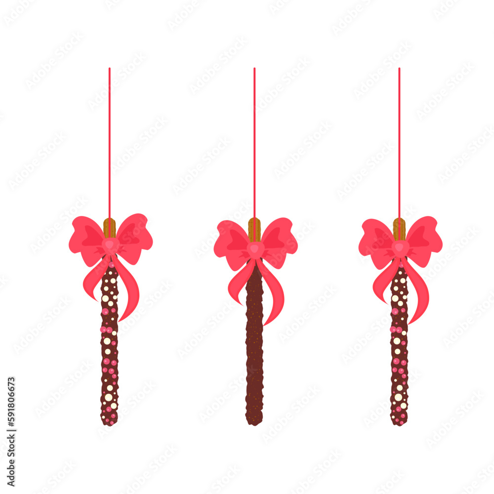 Assorted chocolate chip cookie sticks dipped in sprinkles. Ribbon ...
