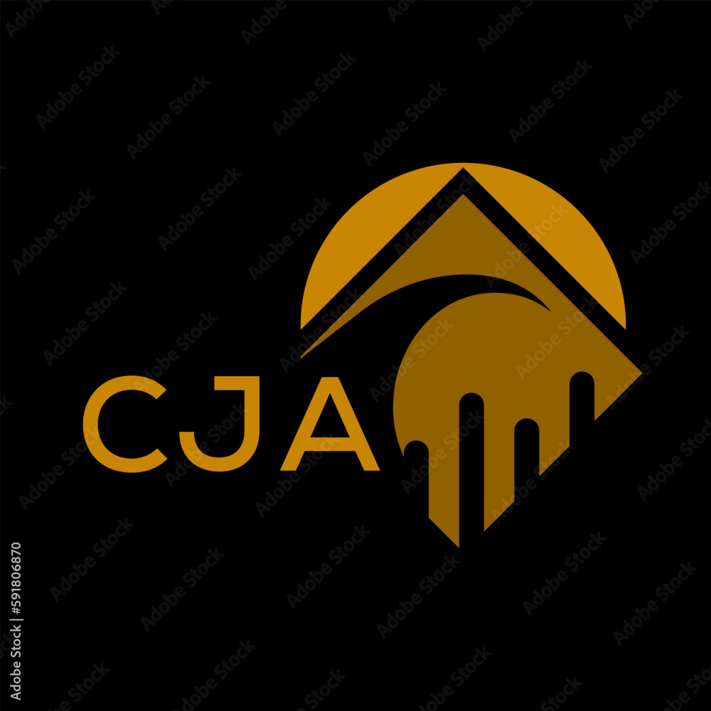 CJA golden color letter logo. CJA golden image on black background ...