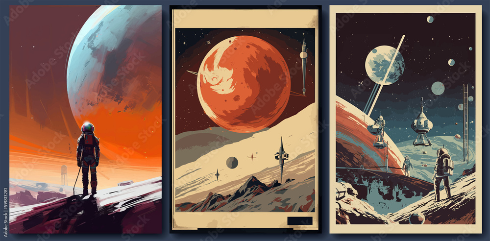 Space, science fiction, future. space poster with space and spaceship ...