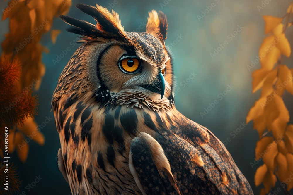 eagle owl in the night enjoys nature, black sky, night hunt, Safe ...