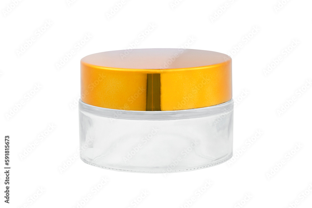Blank packaging clear cosmetic cream pot or glass jar isolated on white ...