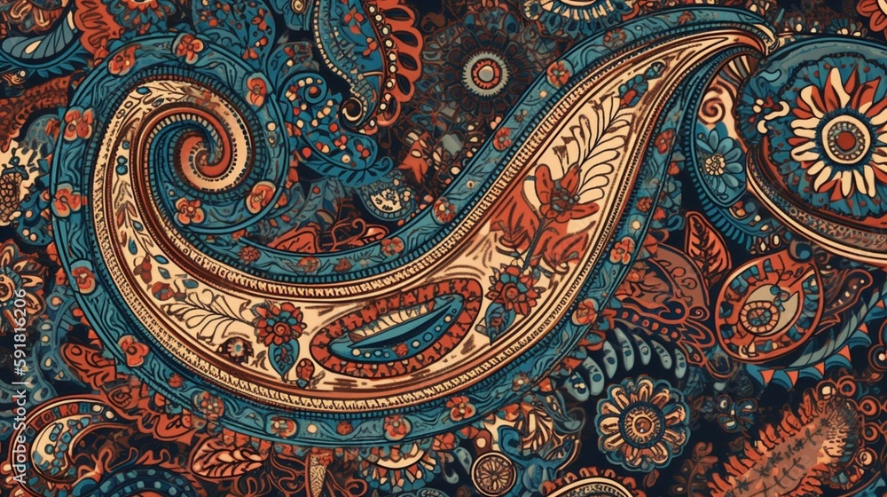 Indian paisley traditional pattern background texture design, wallpaper ...