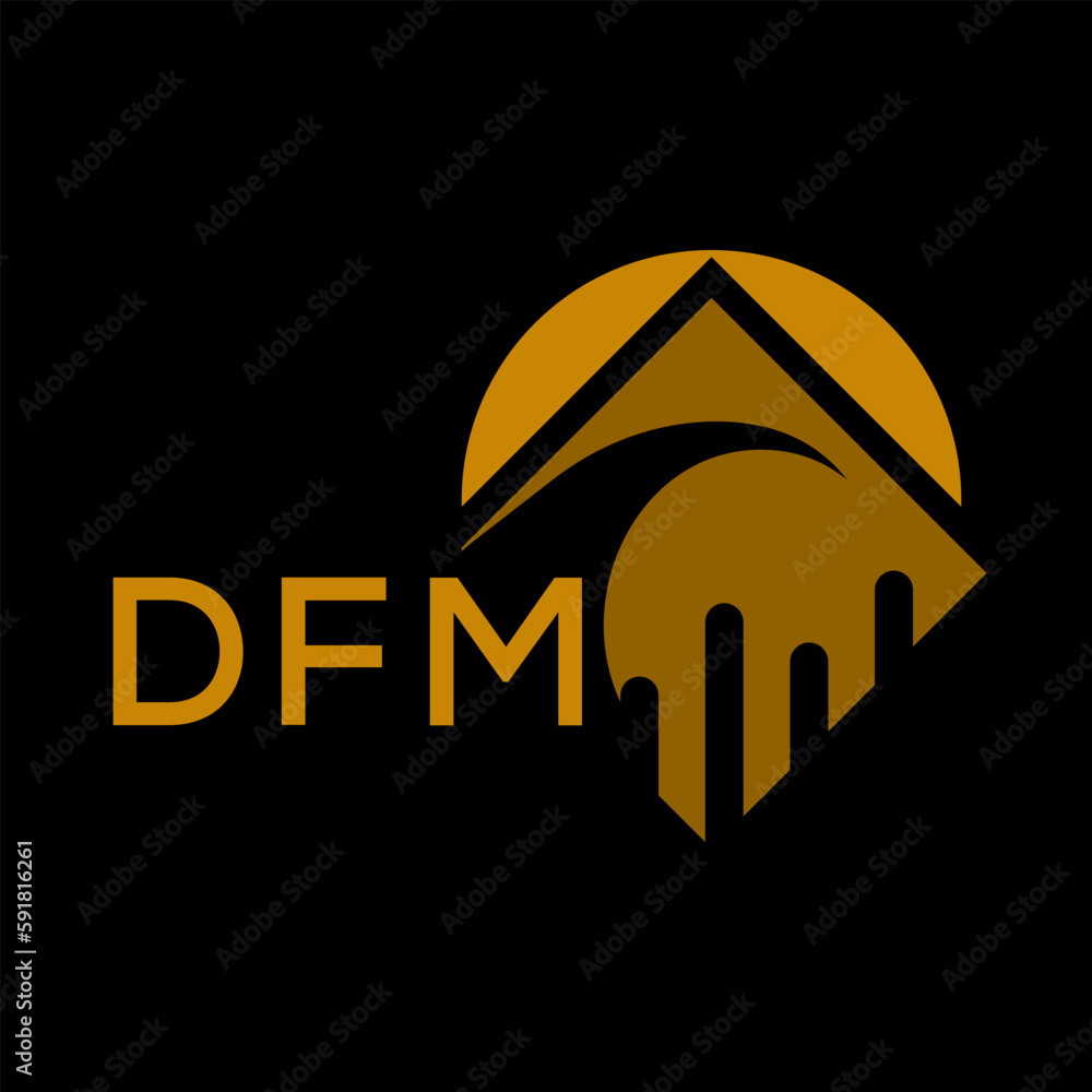 DFM golden color letter logo. DFM golden image on black background ...