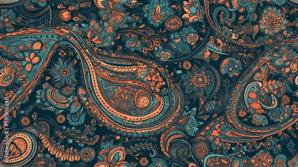 Indian paisley traditional pattern background texture design, wallpaper ...