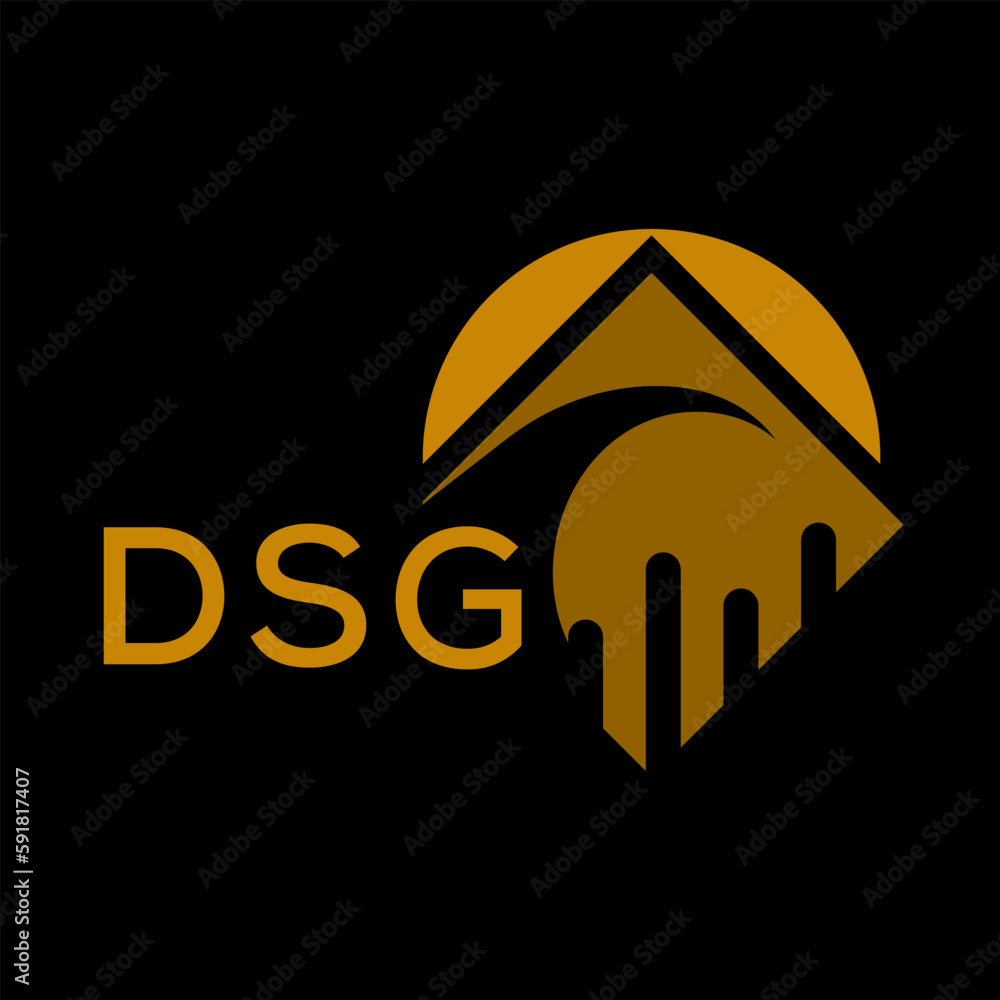 DSG golden color letter logo. DSG golden image on black background ...