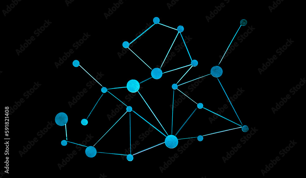 Blue network background On a black background Social media network area ...
