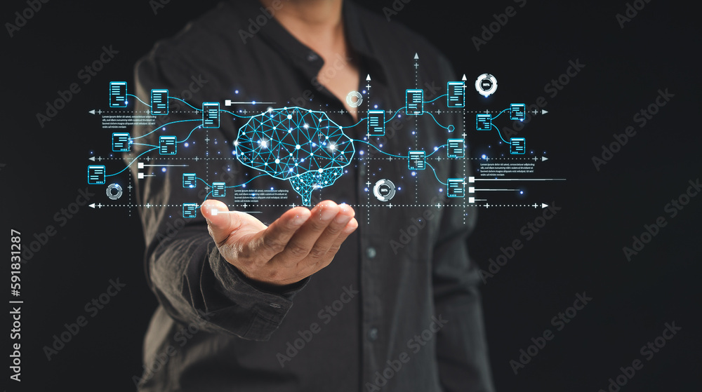 Artificial Intelligence of futuristic technology. Chatbot chat with AI ...