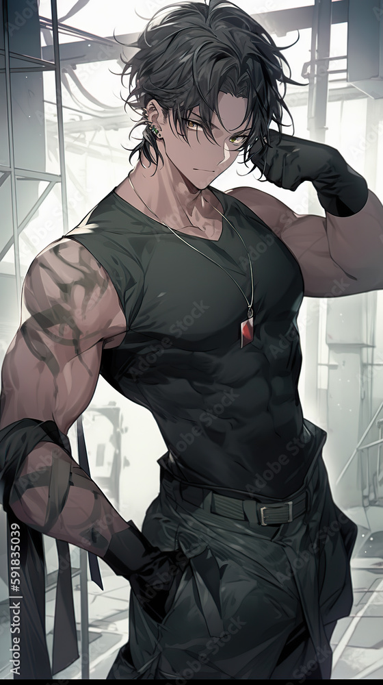 Attractive male character handsome face design with generative ai ...