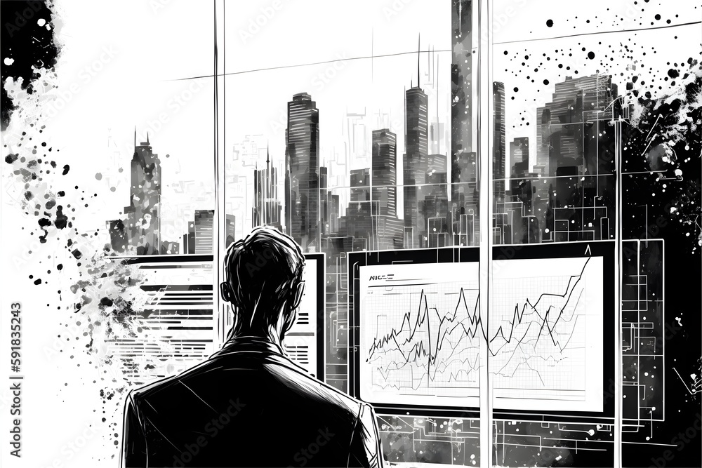 An abstract sketch of a data science project with numbers and ...