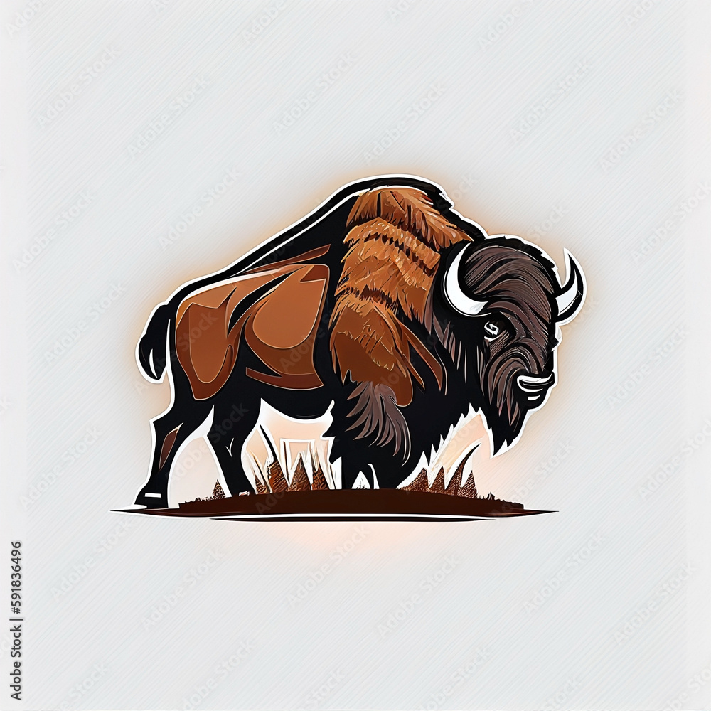 logo designs of bison. bison illustration. logo of wildlife. AI ...
