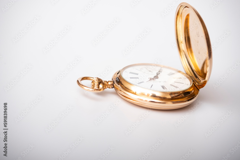 vintage gold pocket watch longines isolated on white background Stock ...