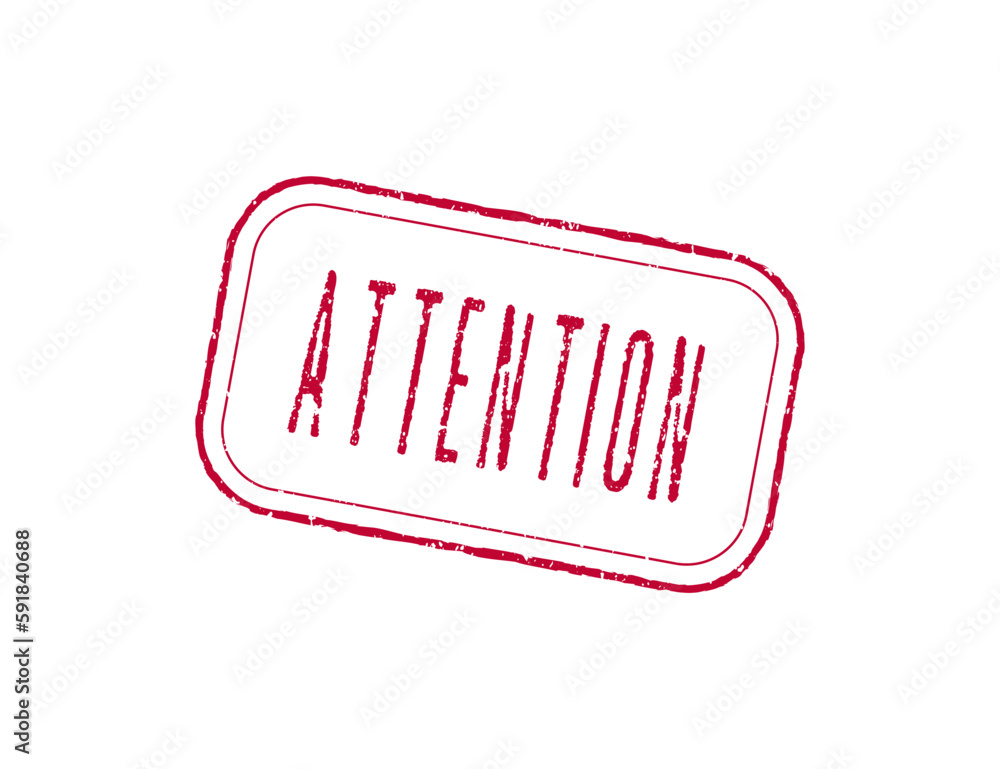 Attention sign. Vector modern color illustration. Rectangle red stamp ...