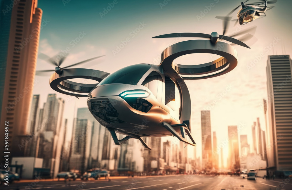 Future of urban air mobility, city air taxi, UAM urban air mobility ...