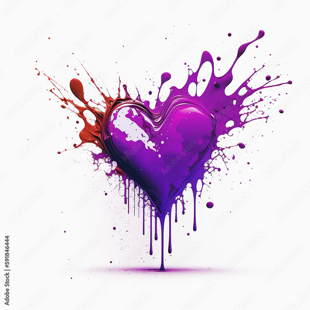 Purple heart illustration , purple heart illustration with paint ...