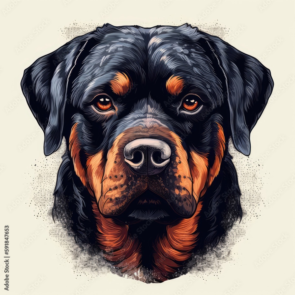 Rottweiler Dog On White Background Logo Digital Art. Generative AI ...